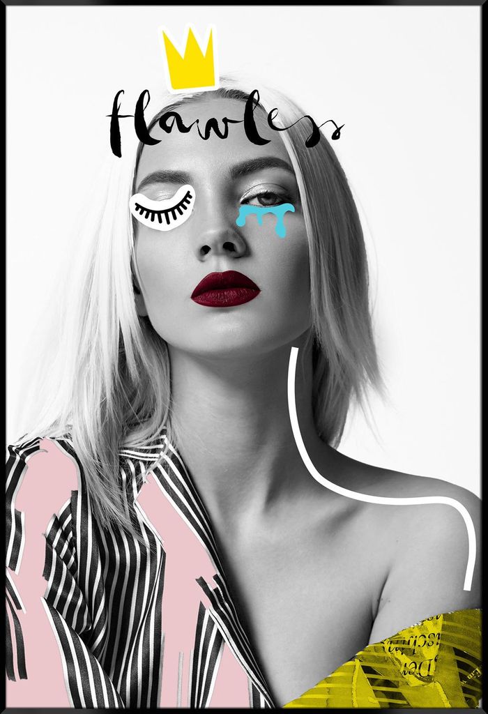 Falikép 70x100 cm, fekete-fehér női arckép - JE TE VOIS - ️ Időtálló ...